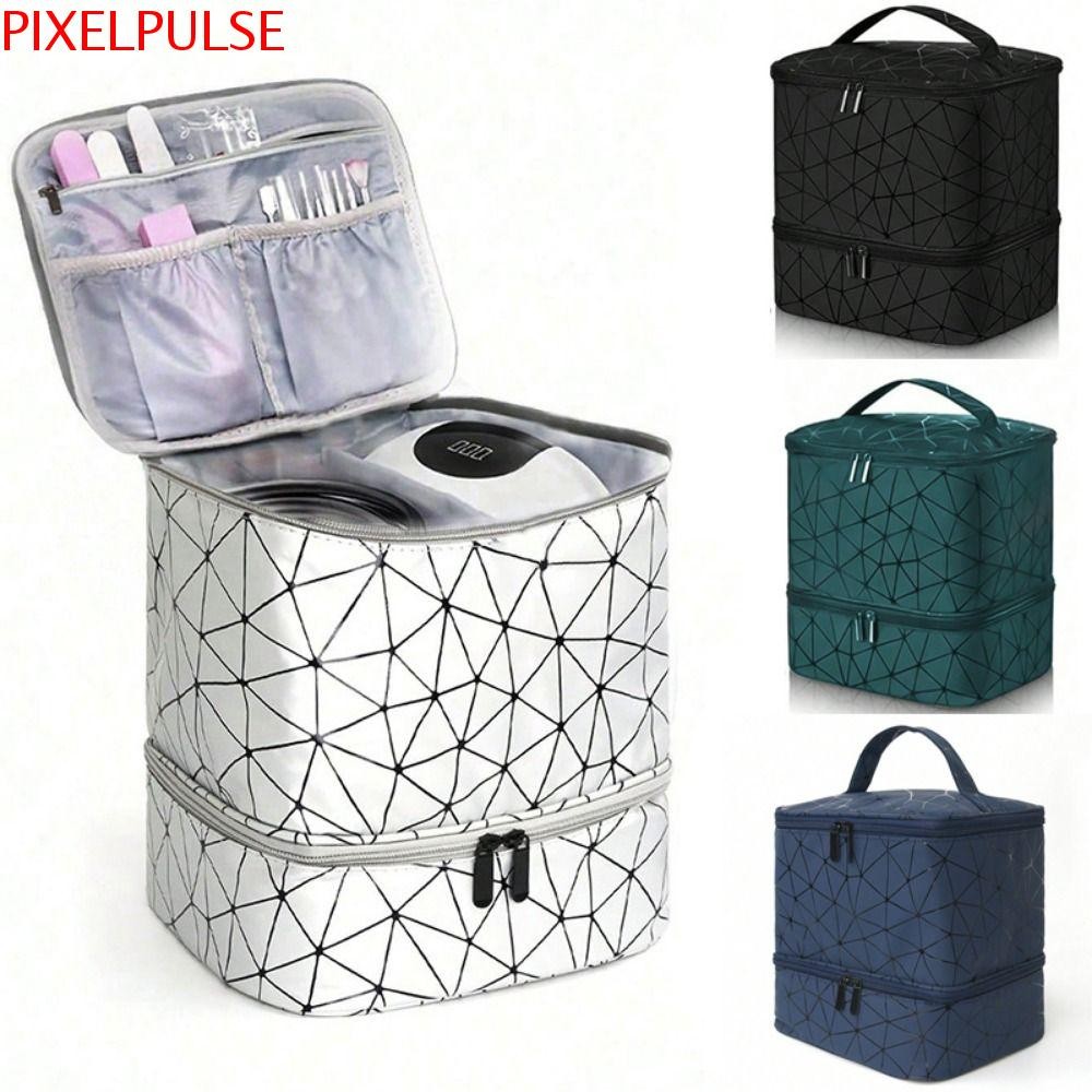 Pixelpulse ที่เก็บเล็บ, Double-Layer PU หนังเล็บชุดกระเป๋าถือ,ขยายถือ ...