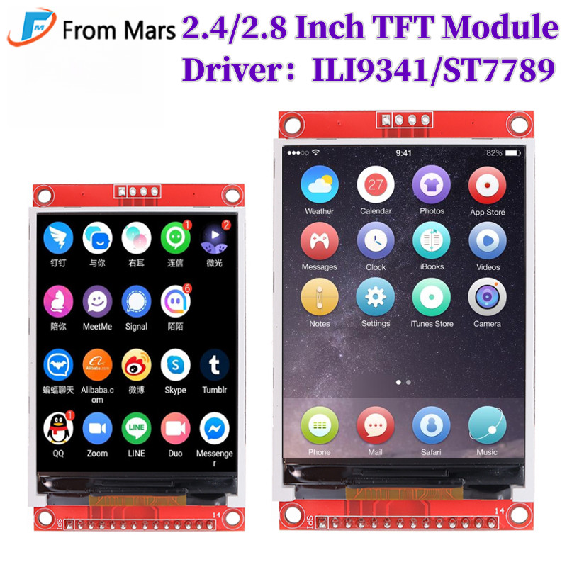 2.4 2.8 นิ้วโมดูลพอร์ตอนุกรม 240x320 SPI TFT 5V 3.3V PCB Micro SD การ์ด ILI9341 ST7789V หน้าจอ ...