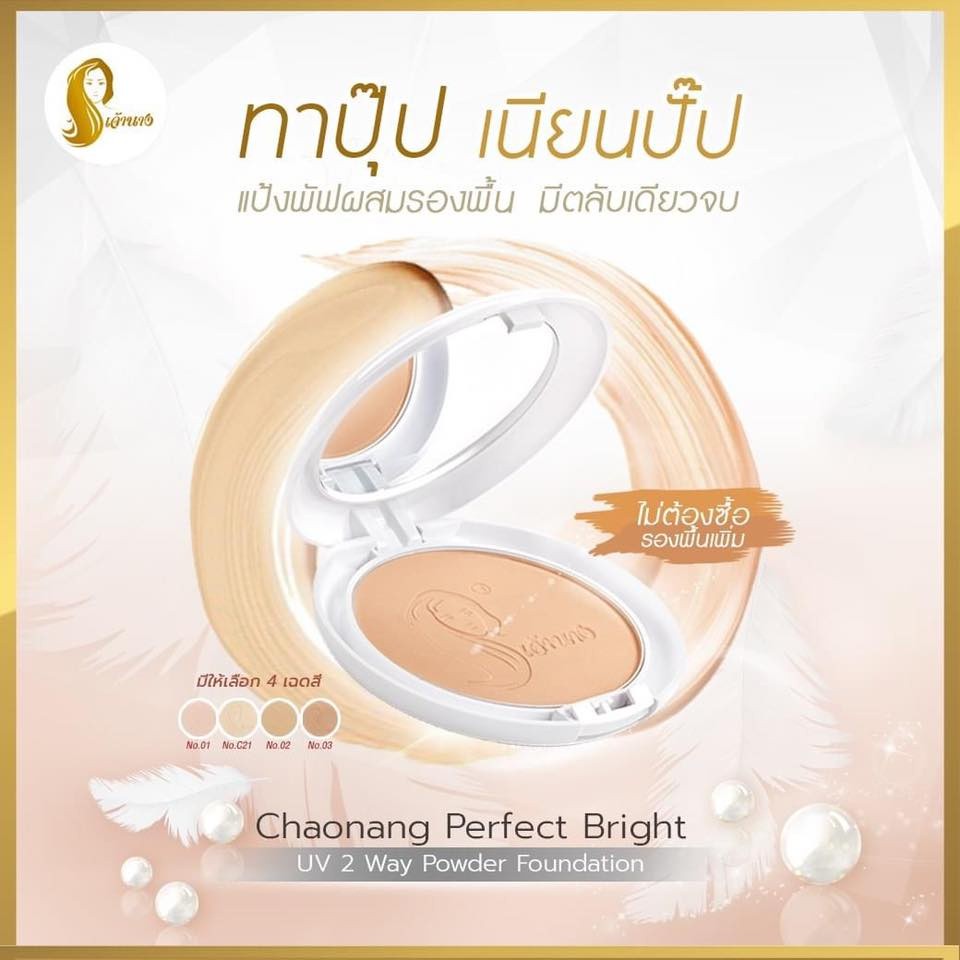 แป้งเจ้านาง Chaonang Perfect bright UV 2 way powder foundation 10g (1 ชั้น) | Shopee Thailand