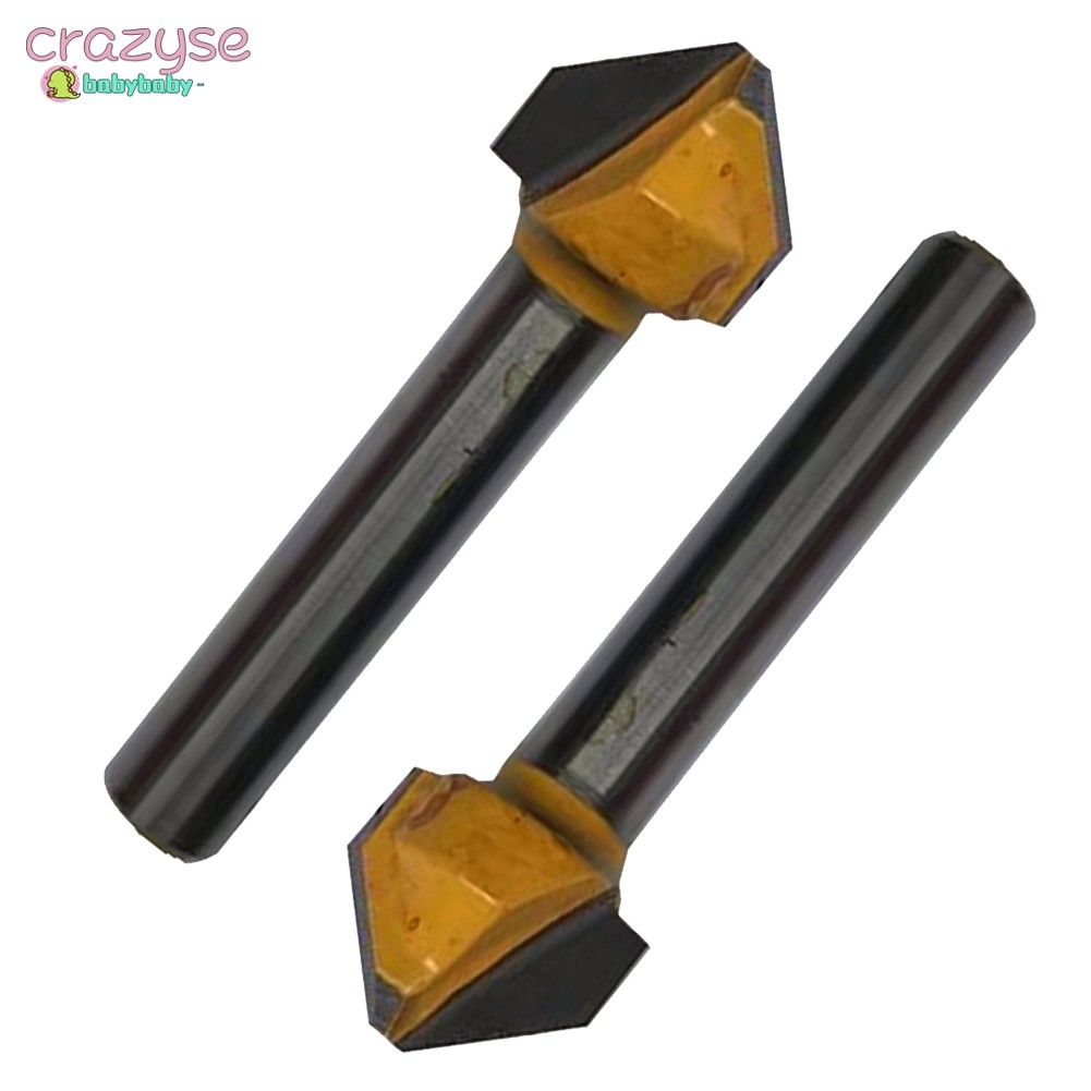 [Cra]คุณภาพสูง 2 90 องศา V-shaped Flat Head Router Bit งานไม้แกะสลัก ...