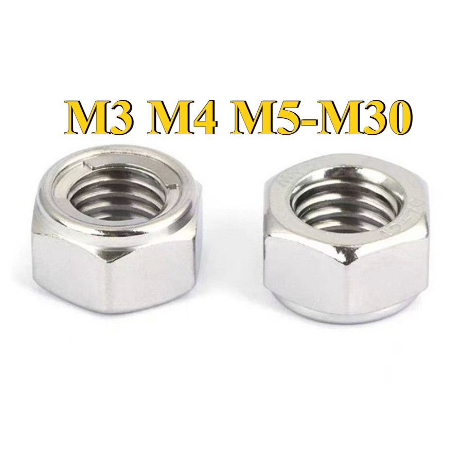 น็อตล็อคตัวเองโลหะสแตนเลส 304 M3/M4/M5-M30 (DM12) | Shopee Thailand