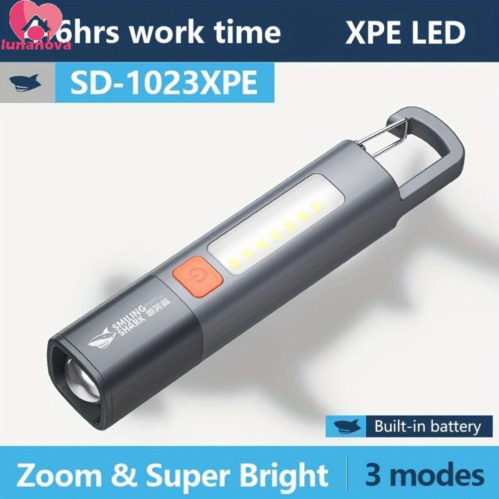 Lunanova ไฟฉาย LED, USB ชาร์จ Zoomable LED COB ไฟฉาย,กลางแจ้งพวงกุญแจไฟฉายกันน้ําระยะไกล SD1023 ...