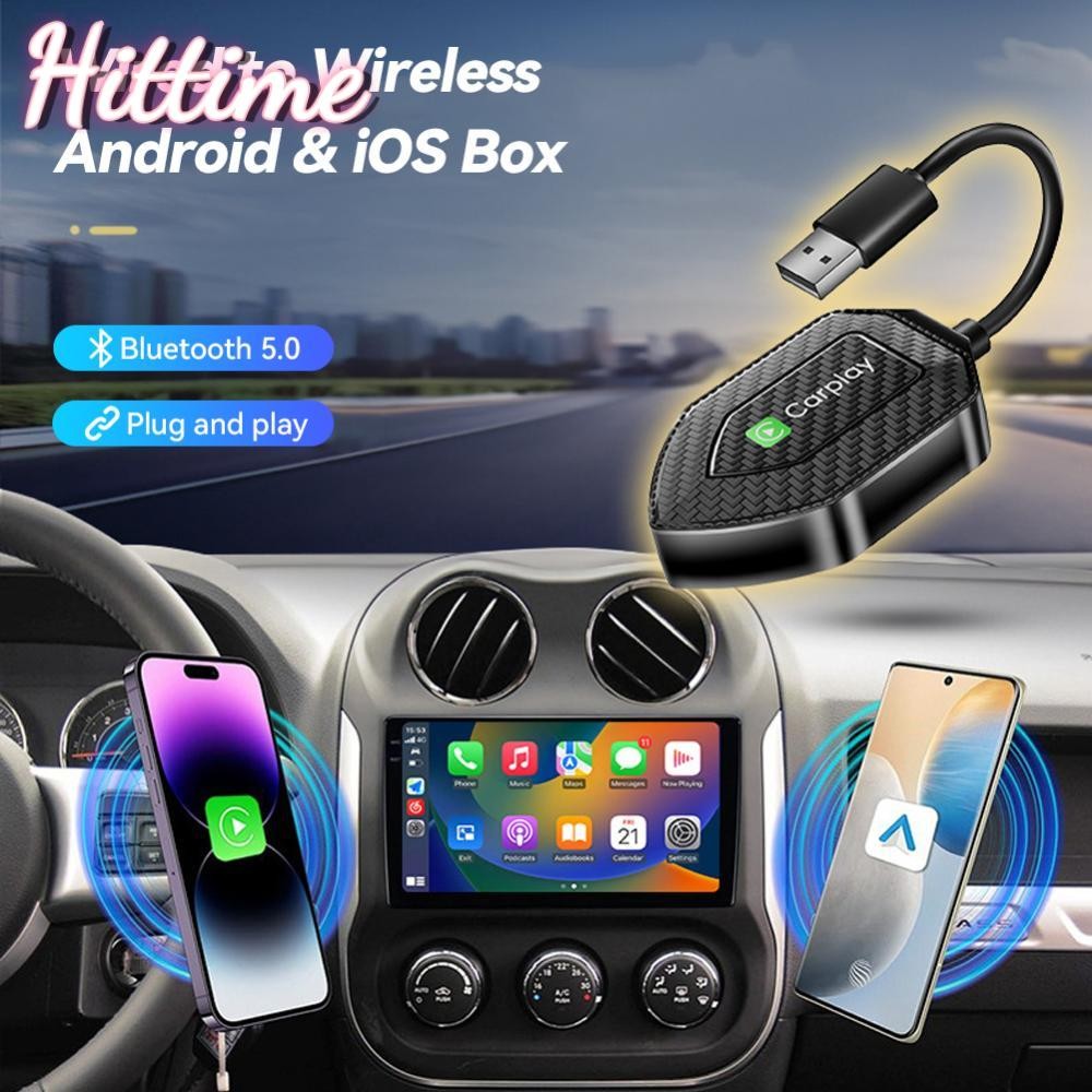 Hittime Universal 2 in 1 ไร้สาย CarPlay อะแดปเตอร์ไร้สาย Android Auto แบบมีสายอะแดปเตอร์ไร้สาย ...