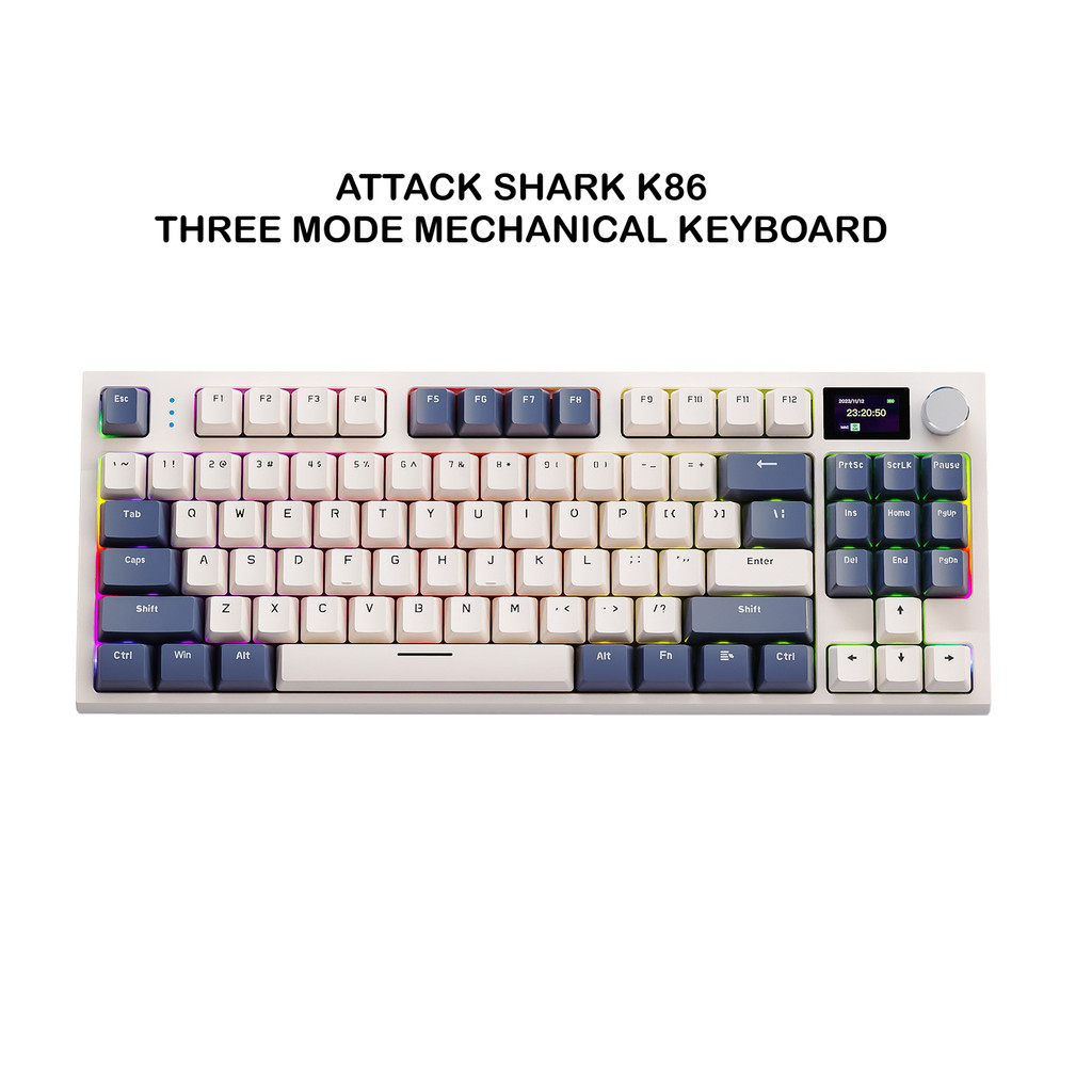 Attack SHARK K86 คีย์บอร์ดเครื่องกลปลั๊กร้อนจอแสดงผล RGB สามโหมด ...
