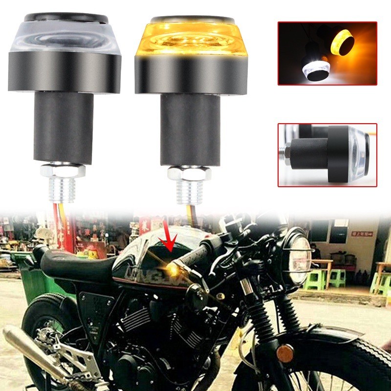 1pcs รถจักรยานยนต์ Handlebar หลอดไฟ LED 12V ไฟเลี้ยวสีขาวสีเหลือง ...