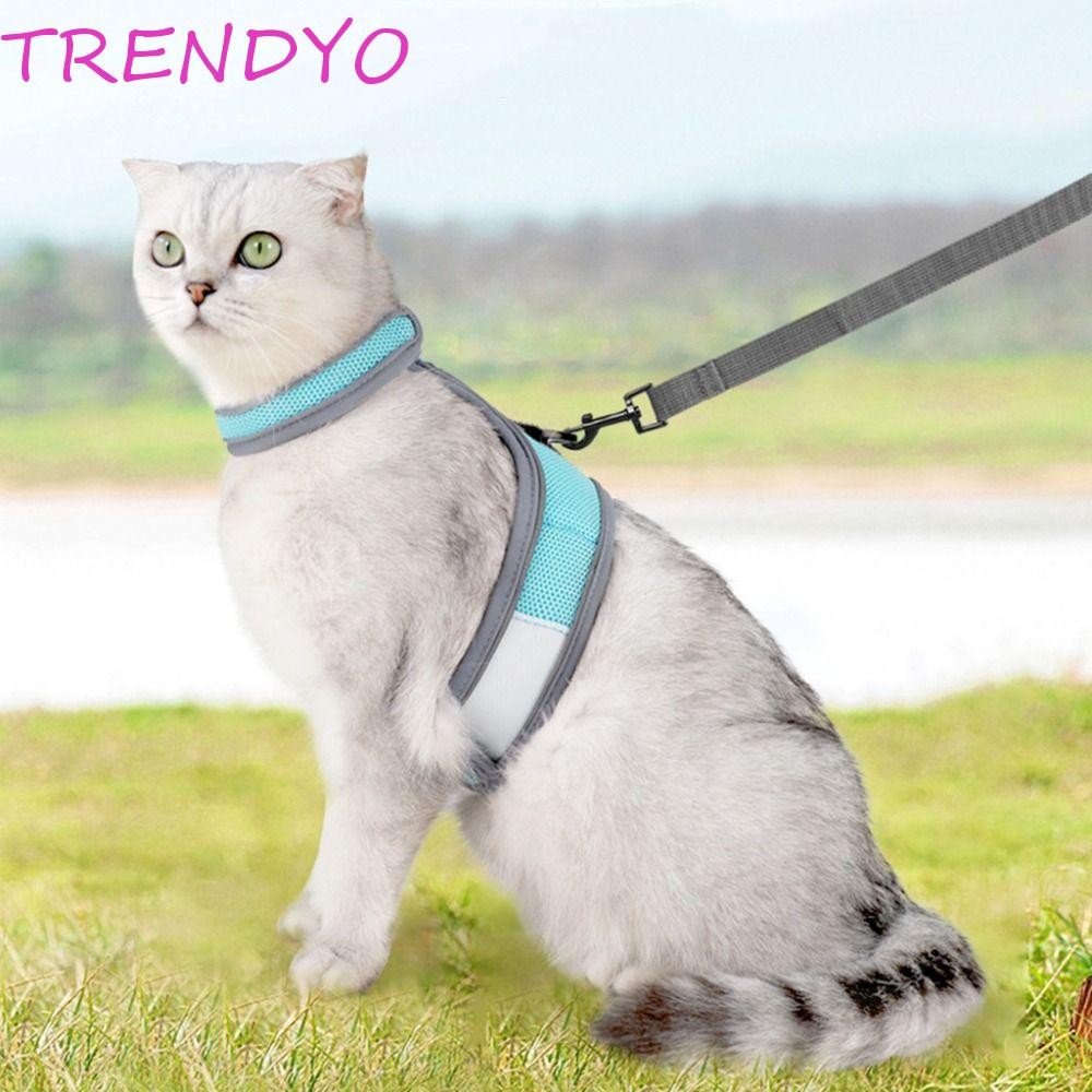 Trendyo ชุดสายจูงสายรัดสัตว์เลี้ยง, โพลีเอสเตอร์สะท้อนแสง Cat Escape ...
