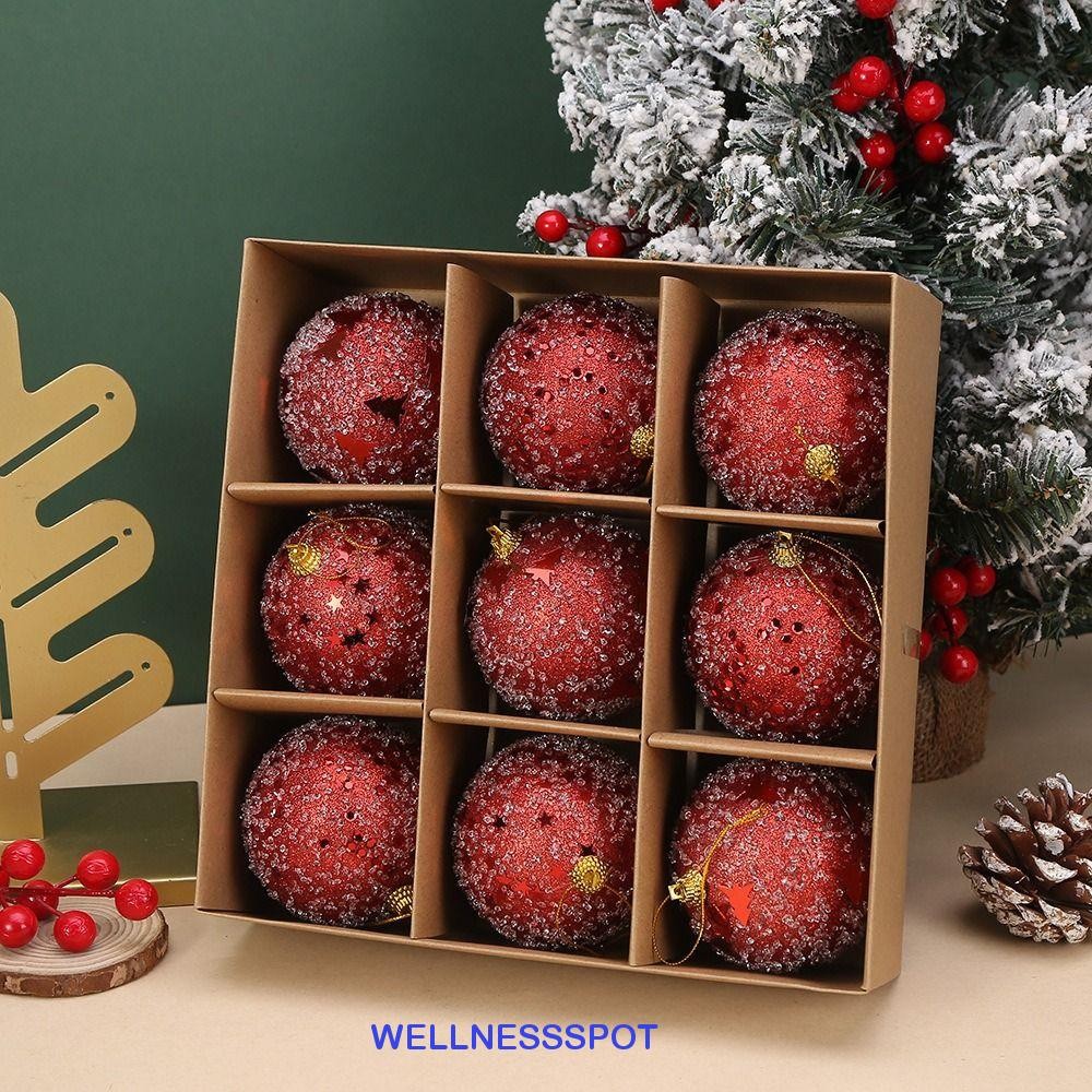 Wellnessspot 9 ชิ้นชุดลูกแขวนคริสต์มาส, 8 ซม.ประกายGlitter Christmas Ballsจี้, Shatterproof ...