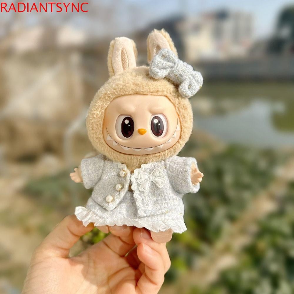 Radiantsync Labubu เสื้อผ้าตุ๊กตา, สไตล์หรูหรา Bowknot นั่ง Labubu Time ผ้า, Trim Pearl ปุ่ม ...