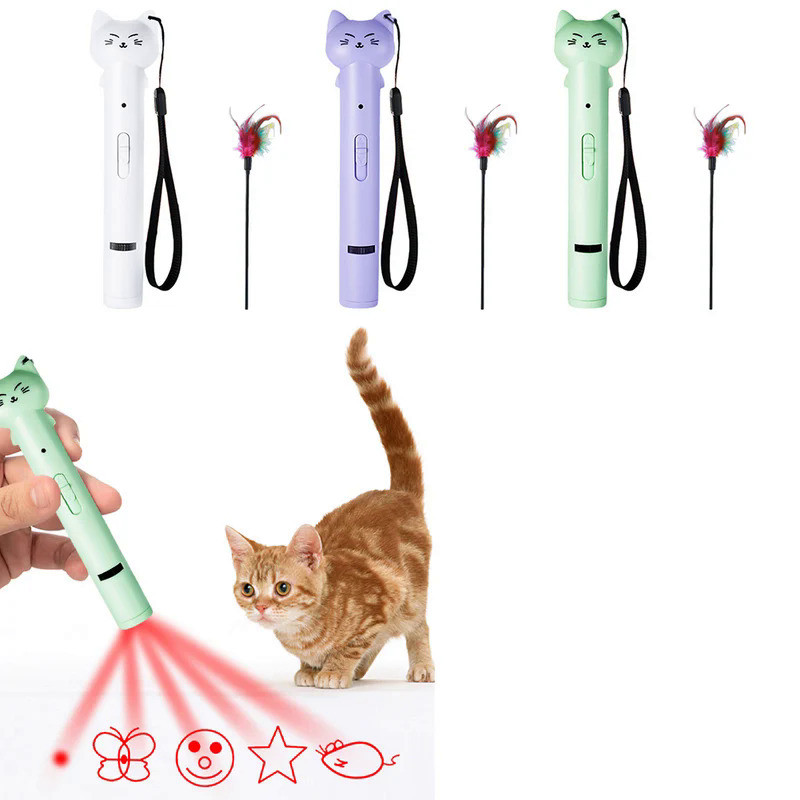 Pattern Projection Cat Toy 5 Modes Cat Interactive Toys Multifunction Laser Pointer Cat Toy for ...