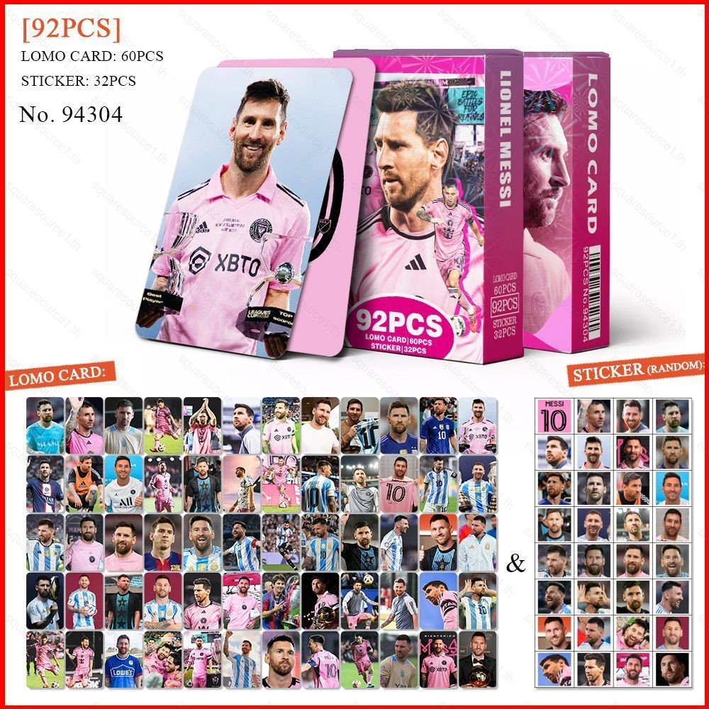 SQ1 92 ชิ้น/เซ็ต Lionel Messi สติกเกอร์การ์ดรูปถ่ายการ์ด LOMO สองด้าน ...