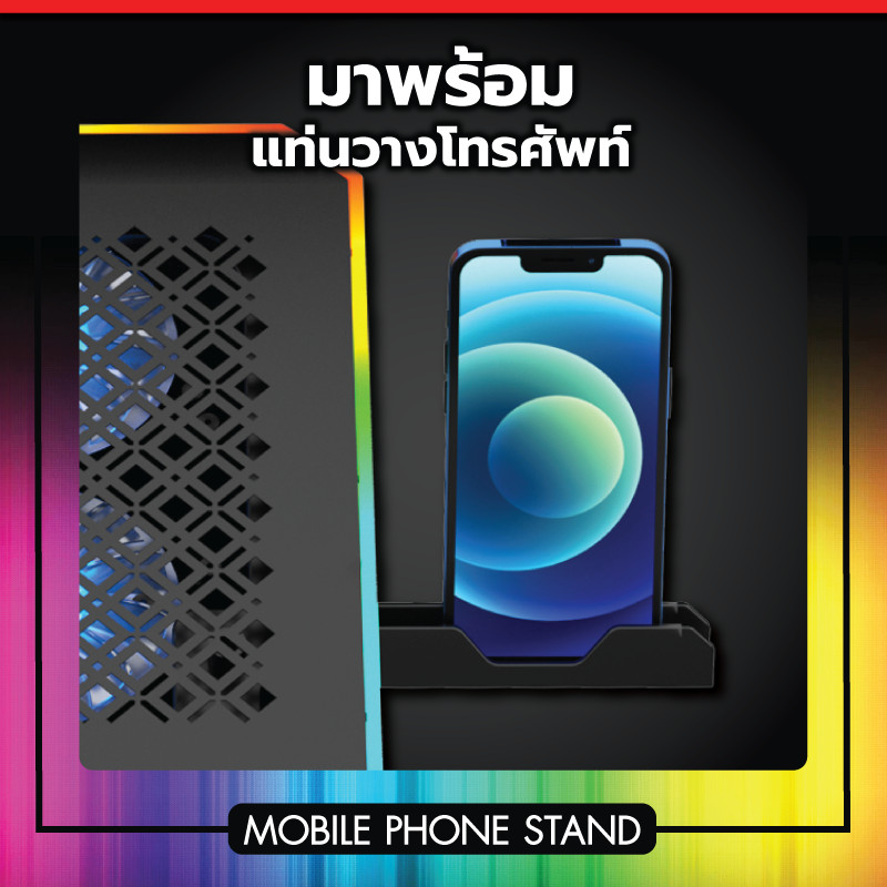 SIGNO CP-512 SKATTER RGB GAMING COOLING PAD พัดลมระบายความร้อนโน๊ตบุ๊ค ไฟ RGB ปรับได้ 10 โหมด ...