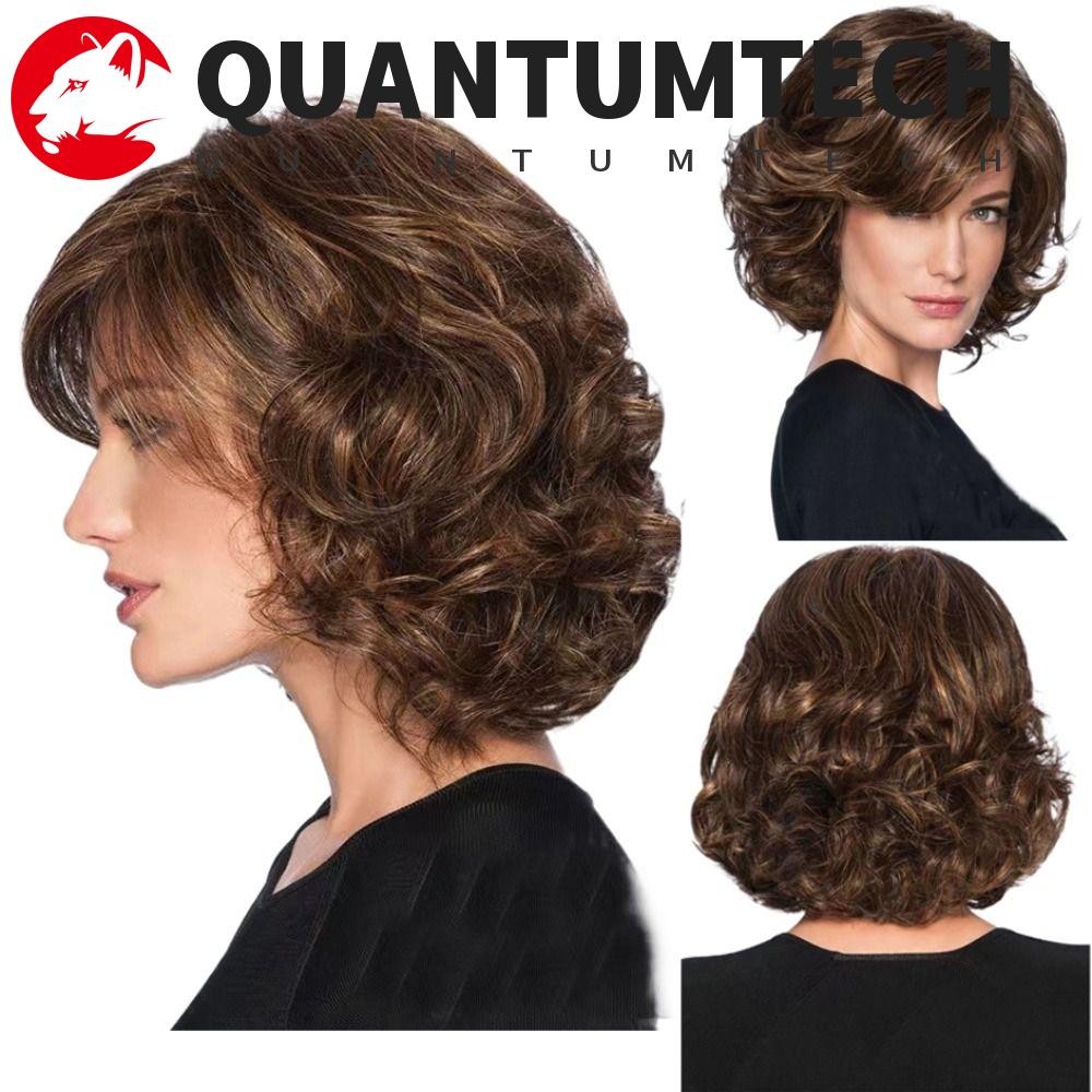 QUANTUMTECH วิกผมสั้นทรงบ็อบสีน้ำตาล wavy หนานุ่ม ทนความร้อน สำหรับผู้หญิง | Shopee Thailand