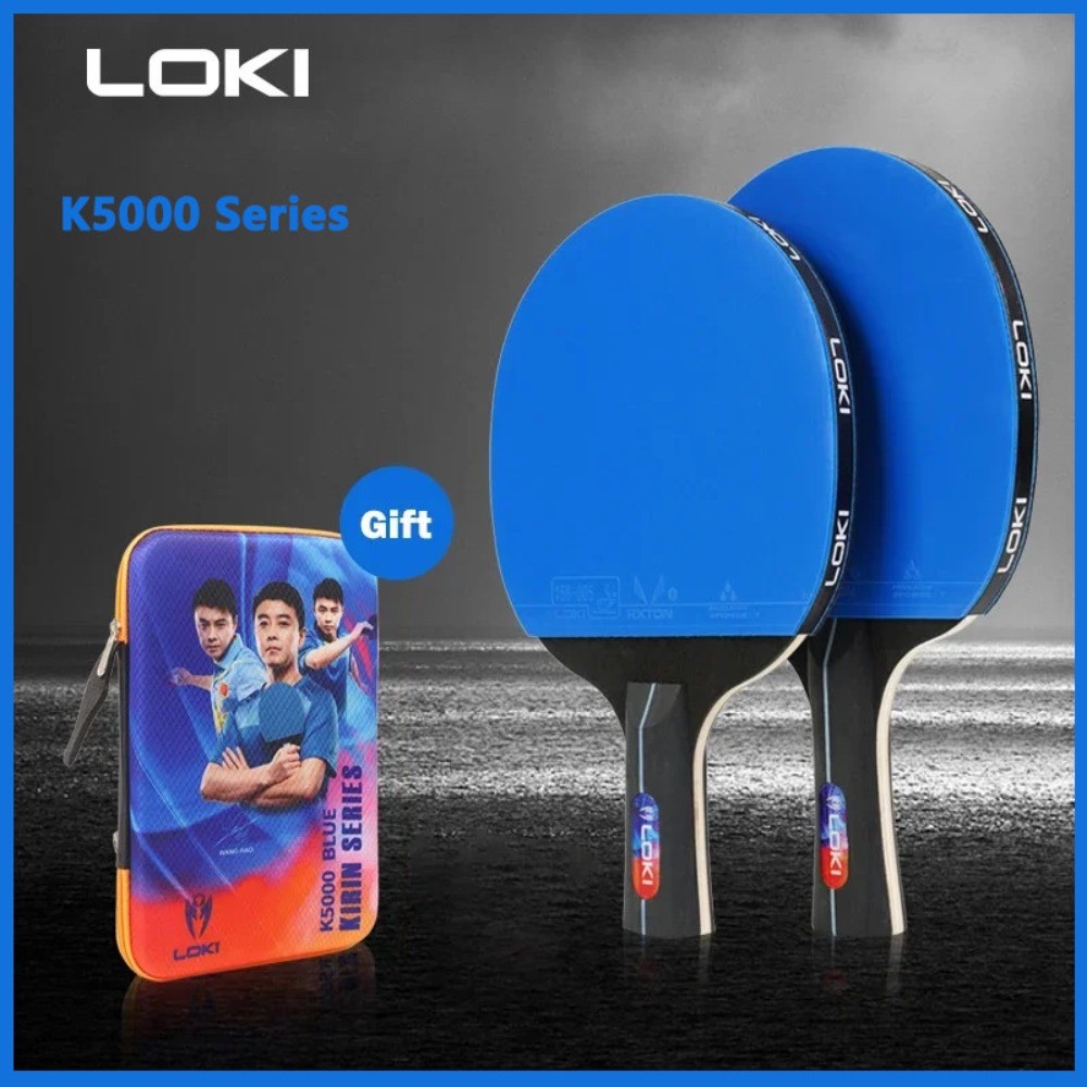 Loki K5000 ชุดไม้ปิงปอง 2 ชิ้นความบันเทิงภายในบ้าน PingPong Rackets พร้อมยางปิงปองสีน้ําเงิน ...