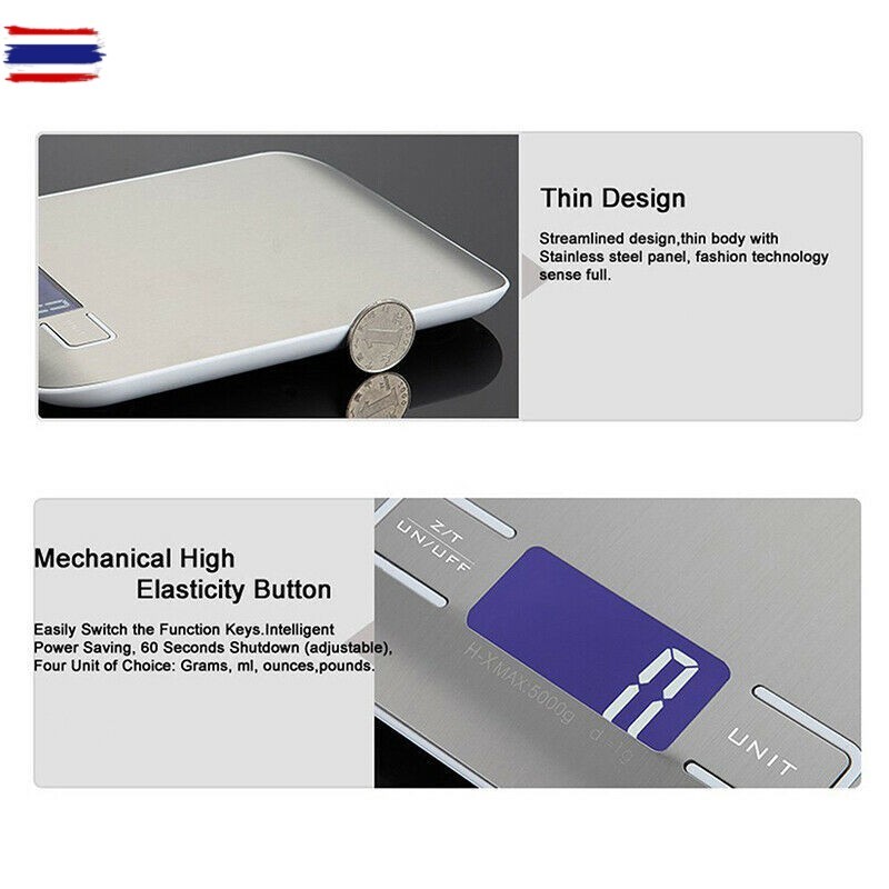 เครื่องชั่งน้ำหนักอาหาร ไม่เป็นสนิม ตาชั่งดิจิตอล เครื่องชั่งดิจิตอล 0.1 g - 10 KG จุดทศนิยม 2 ...