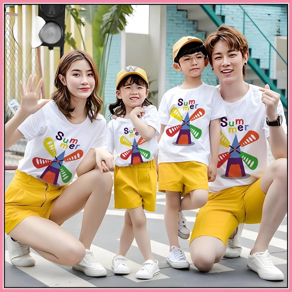 🔥พร้อมส่ง&COD🔥RINA STUDIO เสื้อครอบครัว 3/4 คนไปทะเล ลวดลายกังหันลม ทำเป็นชุดคู่แม่และเด็กผู้ชาย ...