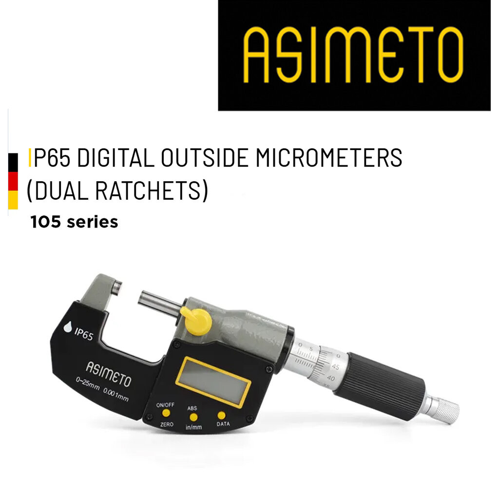Asimeto ดิจิตอลไมโครมิเตอร์ IP65 Digital Micrometer 0-25 มม, 25-50 มม, 50-75 มม, 75-100 มม ...