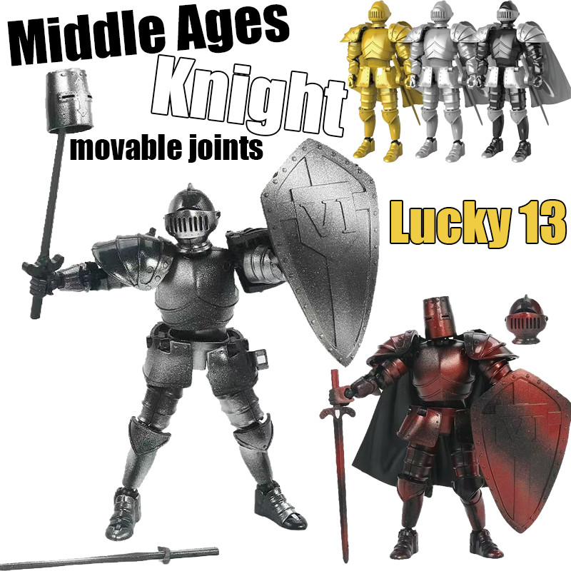 3d การพิมพ์ยุคกลาง Knight Dummy Action Figure Lucky 13 Skeleton man ...