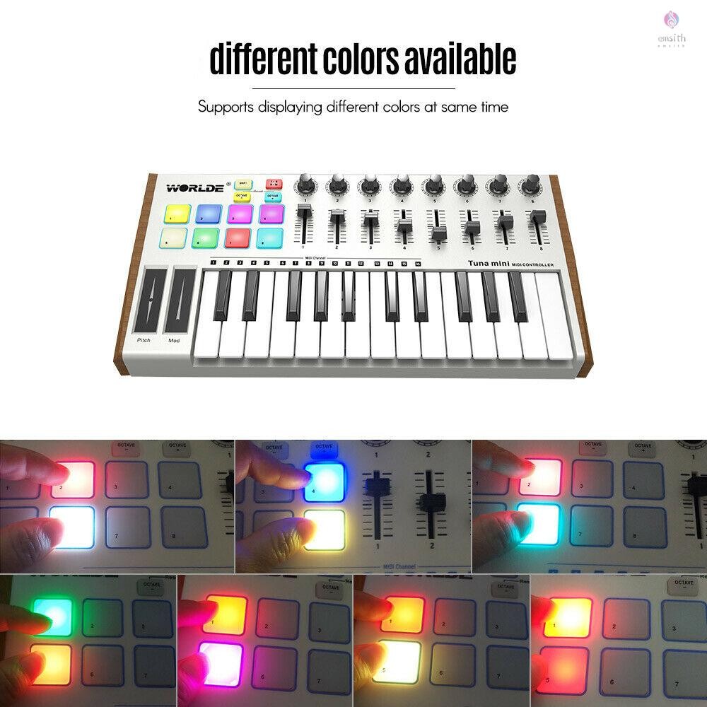 [effectmusic] Worlde TUNA MINI คอนโทรลเลอร์คีย์บอร์ด USB MIDI 25 คีย์ ...