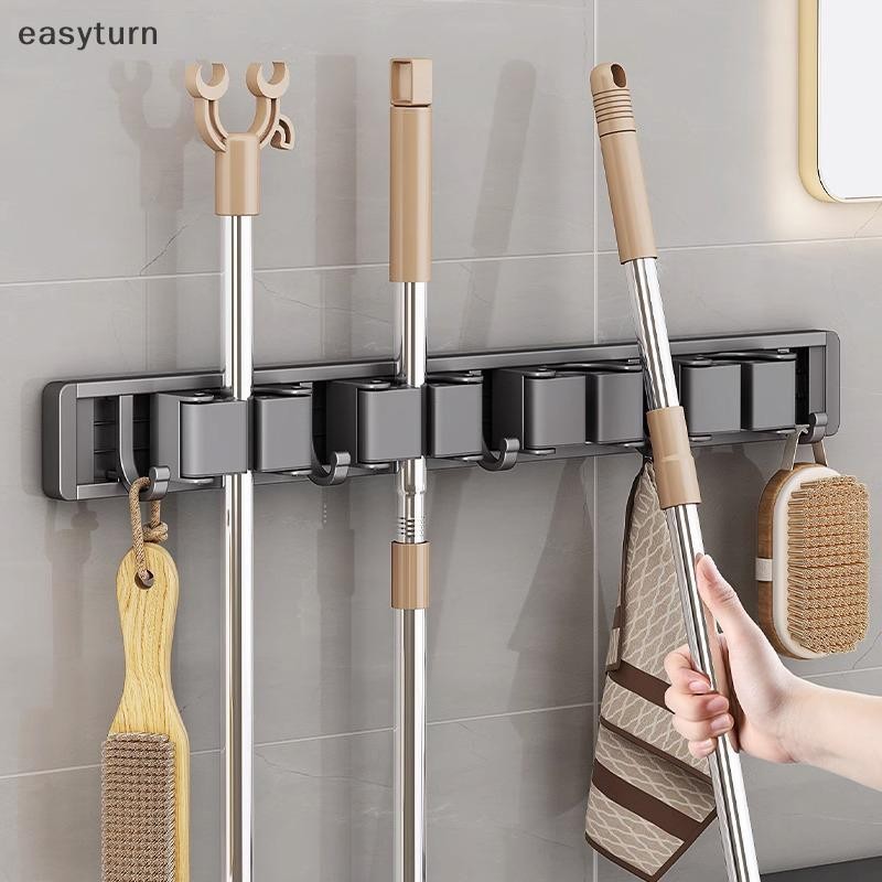 Easyturn Mop และไม้กวาดชั้นเก็บ Mop Rack ติดผนัง Strong ไม้กวาด Mop ...