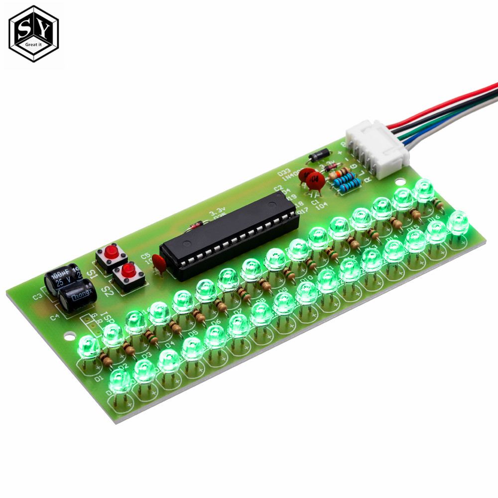 MCU ปรับรูปแบบจอแสดงผล LED VU เมตรตัวบ่งชี้ระดับเครื่องขยายเสียง 16 LED ...
