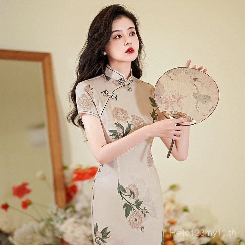 สไตล์แห่งชาติ2024ฤดูร้อนใหม่ cheongsam แฟชั่นสาวชุดขนาดบวกแม่เสื้อผ้า flhy | Shopee Thailand
