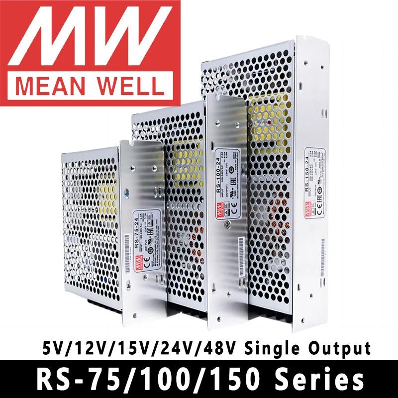 Original Mean Well RS-75/RS-100/RS-150 Series 75W/100W/150W Meanwell 3.3V 5V 12V 15V 24V 48V ...