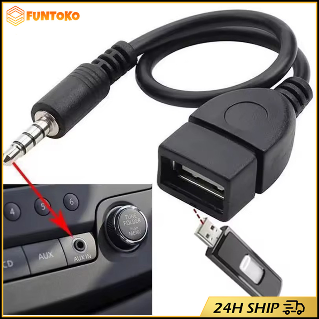 สินค้ามีคุณภาพ 3.5mm มิลลิเมตร AUX ปลั๊กเสียง TO USB 2.0 แจ็คตัวเมียตัวแปลง OTG ตัวแปลง aux ...