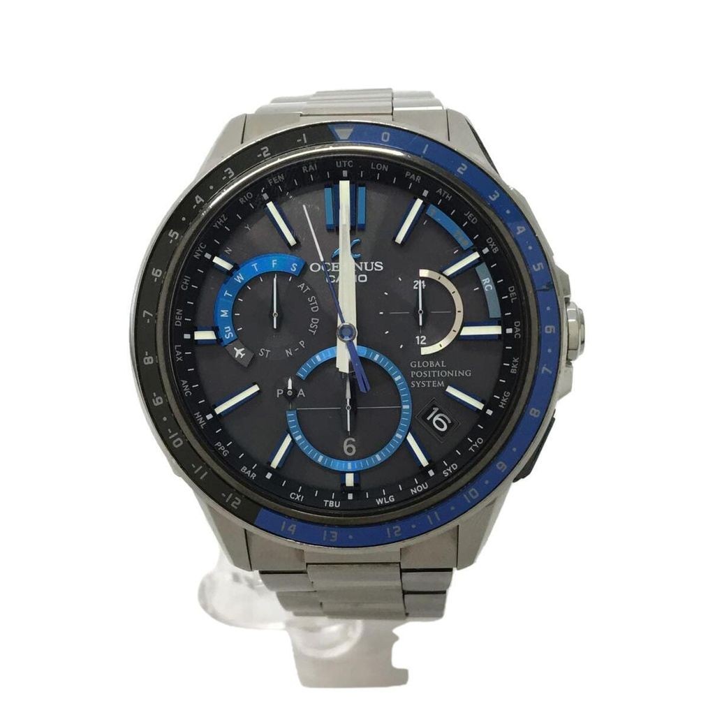Casio นาฬิกาผู้ชาย Solar OCEANUS Analog Stainless Steel NVY SLV ส่งตรง ...