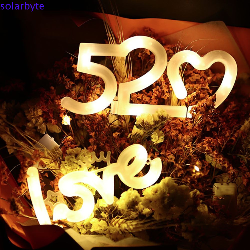 Solarbyte Love ไฟ LED, โคมไฟตกแต่งวันวาเลนไทน์สีสันสดใสส่องสว่าง, การ์ดตกแต่งเค้กแบบใช้ซ้ําได้ ...
