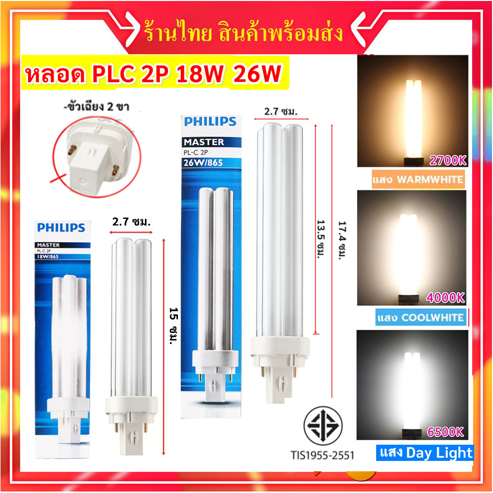 ซื้อเยอะ ยิ่งคุ้ม Philips หลอดไฟ ขั้ว PLC-2P (G24) 18W 26W รุ่น Master ...