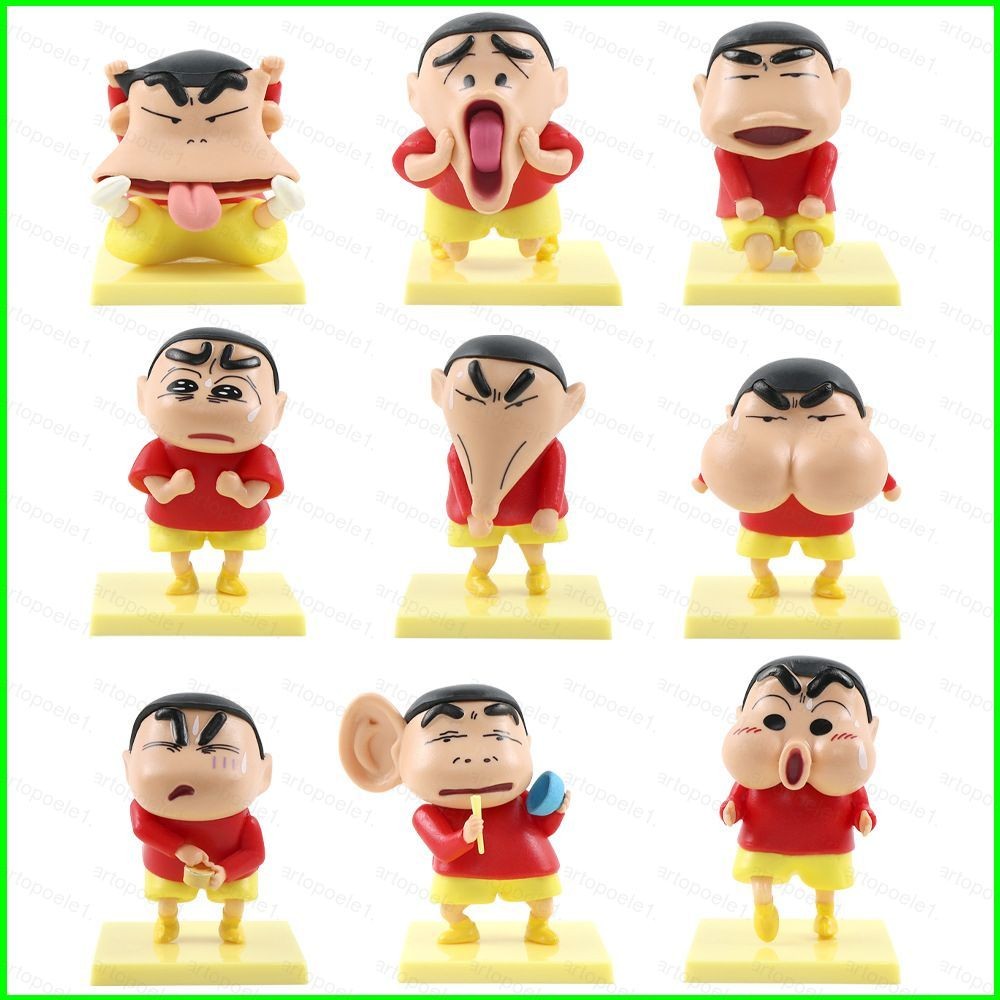 Bx 9pcs Crayon Shin-chan Action Figure Nohara Shinnosuke ตลก memes ...