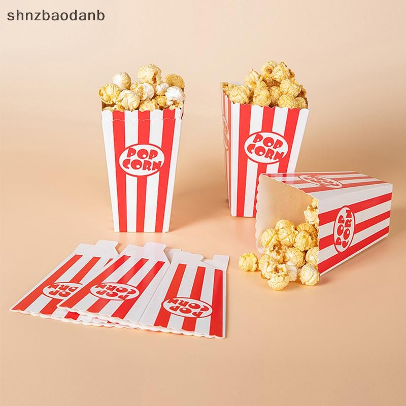 [SHNZFF] 12 ชิ้นลาย Popcorn กล่องกระดาษถังสีแดงสีขาวลายถุงขนมสําหรับ ...