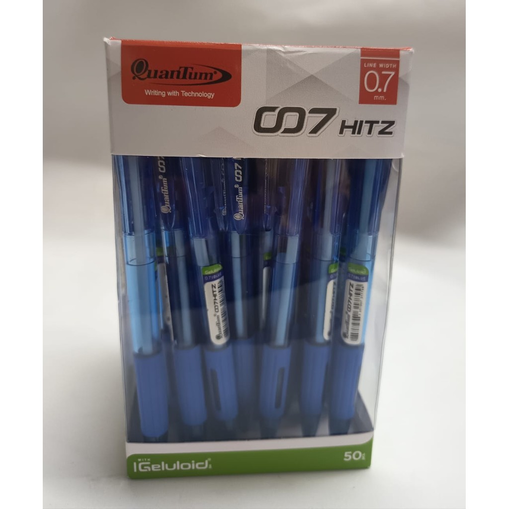 (50s / กล่อง) - Quantum Geluloid Ball Pen 007 Hitz (0.7mm) - สีฟ้า ...