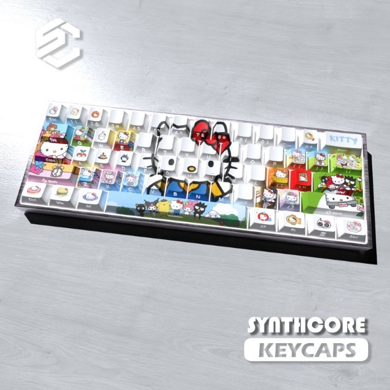 Hello Kitty Keycap 74/130 คีย์โปรไฟล์เชอร์รี่ PBT Letter พิมพ์ด้านข้าง ...