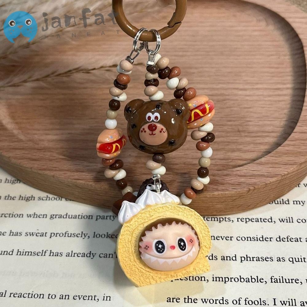 JANFAT Labubu พวงกุญแจ, จี้กระเป๋าเรซิ่น POP MART, การ์ตูน POPBEAN ...