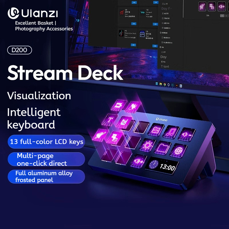 Ulanzi D200 StreamDeck ผลิตภัณฑ์คอนโซลที่กําหนดเองสตูดิโอคอนโทรลเลอร์สําหรับ Youtube Tiktok ...