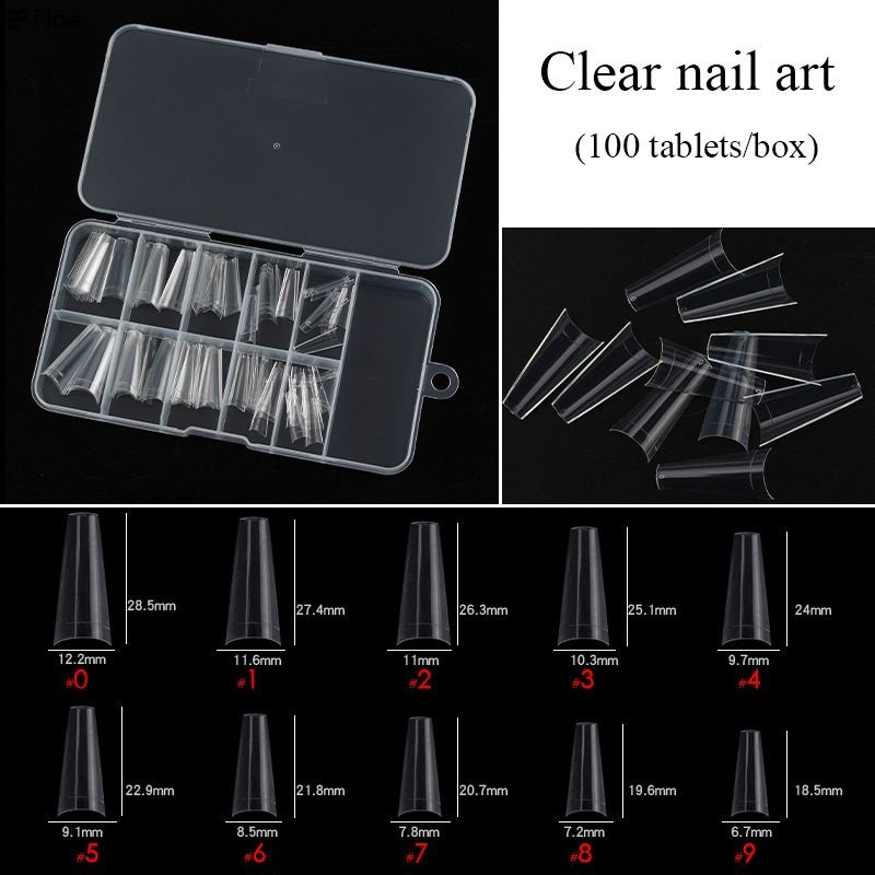 fole1.thNail Art Nail Tip 100 ชิ้นชุด Press-on Nails Tip ความโปร่งใสสูง ...
