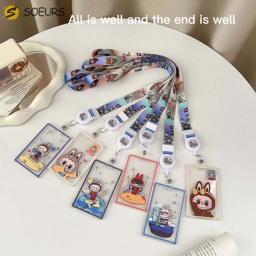 Soeurs Labubu Card Holder, Long Rope Cartoon Card Case Student Labubu ...