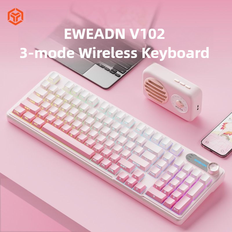 (ไม่ใช่คีย์บอร์ดเชิงกล)EWEADN V102 คีย์บอร์ดไร้สาย 3 โหมดแบตเตอรี่ขนาดใหญ่ 5000mAh พร้อม ...