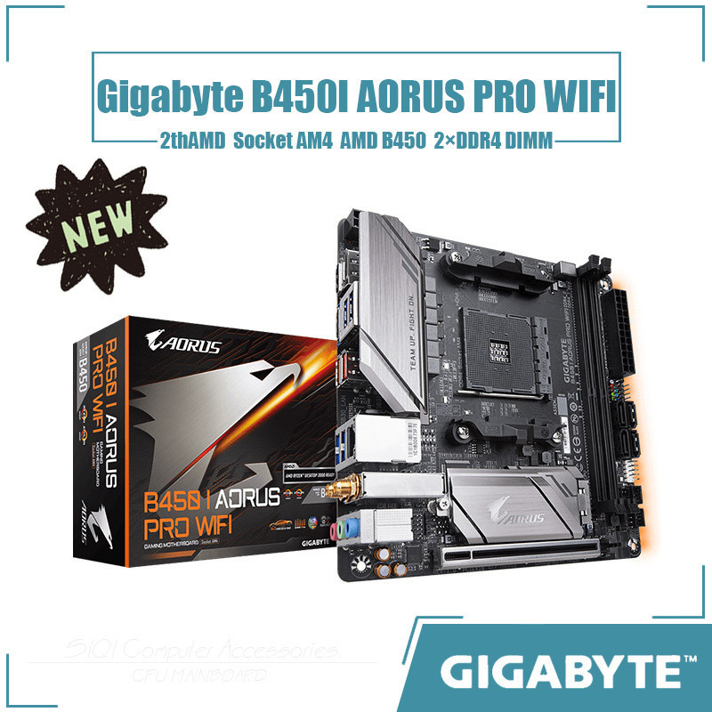 [ใหม่] Gigabyte B450I AORUS PRO เมนบอร์ด WIFI 2DDR4 DIMM ซ็อกเก็ต AM4 AMD B450 Mini-ITX 32GB ...