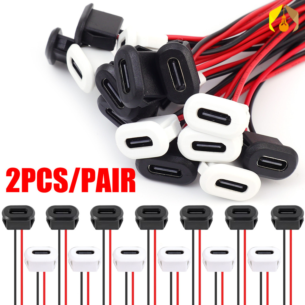 ใหม่ Type-C หญิง 2Pin USB Connector Type-C กันน้ําพร้อมซ็อกเก็ตหญิง ...