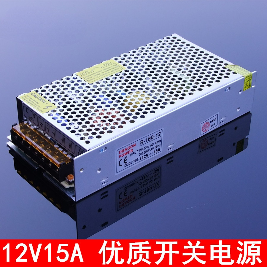 180w Switching Power Supply 12V 15A DC Transformer ตัวควบคุมแรงดันไฟฟ้ากระแสเกินวงจรสั้น Automa ...