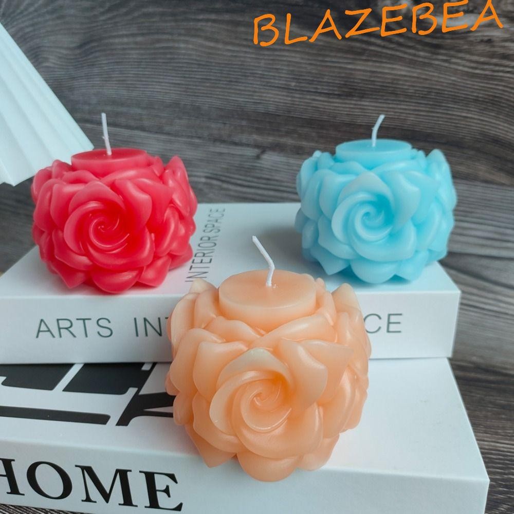 Blazebea แม่พิมพ์เทียนกุหลาบ, 3D DIY สบู่ Mould, ยิปซั่มดอกไม้รูปทรงกระบอก Handmade แม่พิมพ์ ...