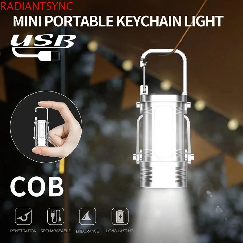 RADIANTSYNC ไฟฉายพวงกุญแจ LED, COB LED Super Bright Mini ไฟฉาย, Ultralight 7 เกียร์ปรับ USB ...