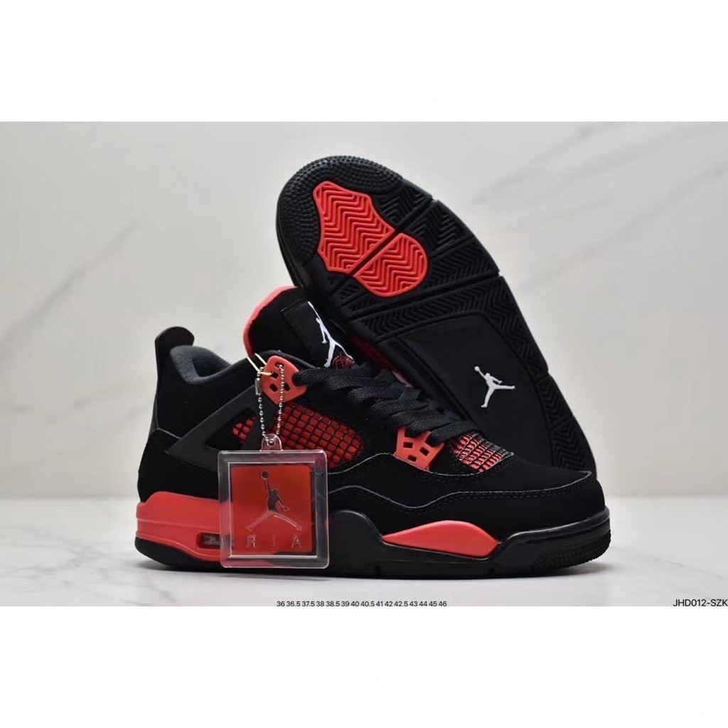 คุณภาพสูง Air Jordan 4 RED Thunder AJ4 Retro ทนทานบาสเกตบอลกีฬาผู้ชาย ...