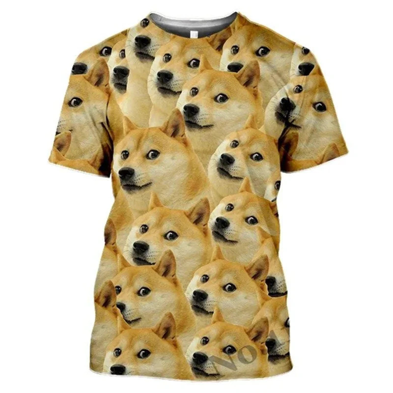 แฟชั่นเสื้อยืด Doge ตลก 3D meme เสื้อยืดกราฟิกสุนัขสำหรับผู้ชาย เสื้อ ...