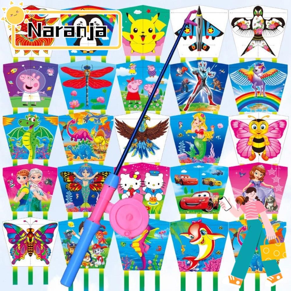 Naranja เบ็ดตกปลา Kite, Easy Fly พลาสติกแบบไดนามิก Kite, Hello Kitty ...