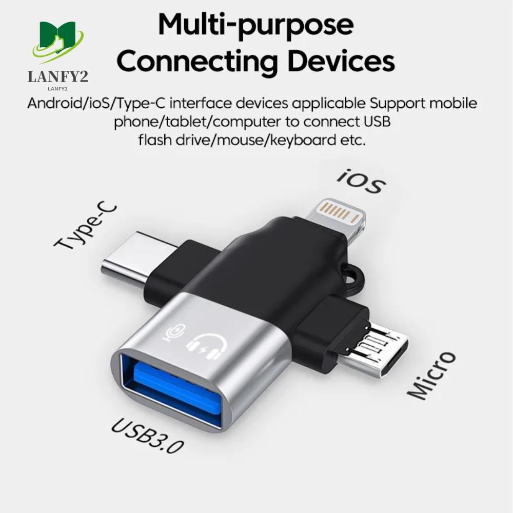 Alanfy ตัวแปลง OTG 3 in 1, อะแดปเตอร์ USB 3.0 Type C 3 in 1 OTG, อะแดป ...