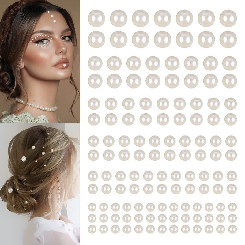 LLPH 220pcs ผม Pearls และสติกเกอร์สำหรับแต่งหน้าและDIY หัตถกรรม | Shopee Thailand