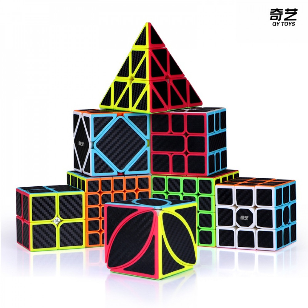 Qiyi 2x2 3x3 4x4 5x5 Pyraminx Speed Cube พร ้ อมสติ ๊ กเกอร ์ คาร ์ บอน ...